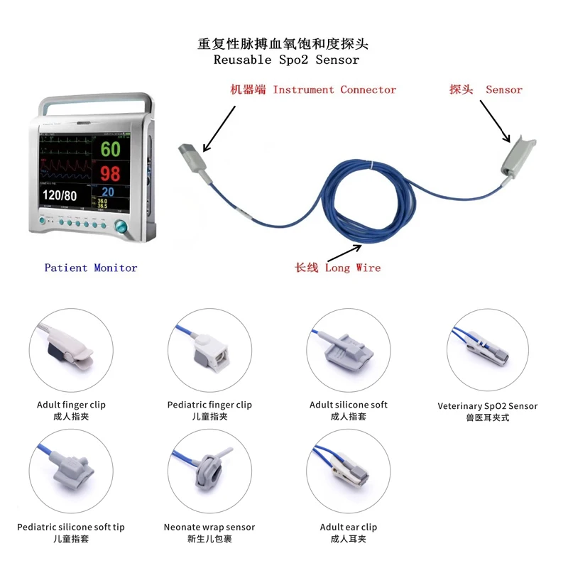 Biolight M8000 M8000A M9000 M9000A spo2 sensor