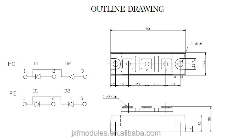 NI Diode Power Module PD10016 - 100A/1600V - 180 Days Warranty