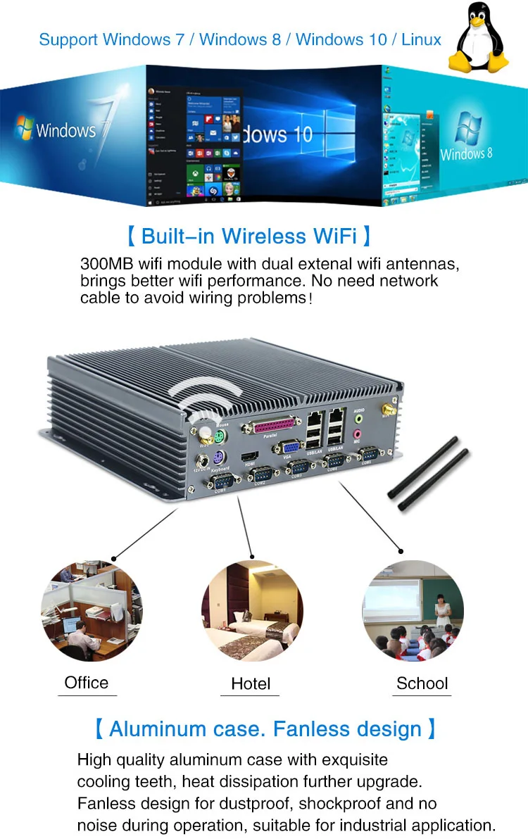 IWILL IBOX-206 Plus J1900 Fanless Mini PC X86 with LPT Port