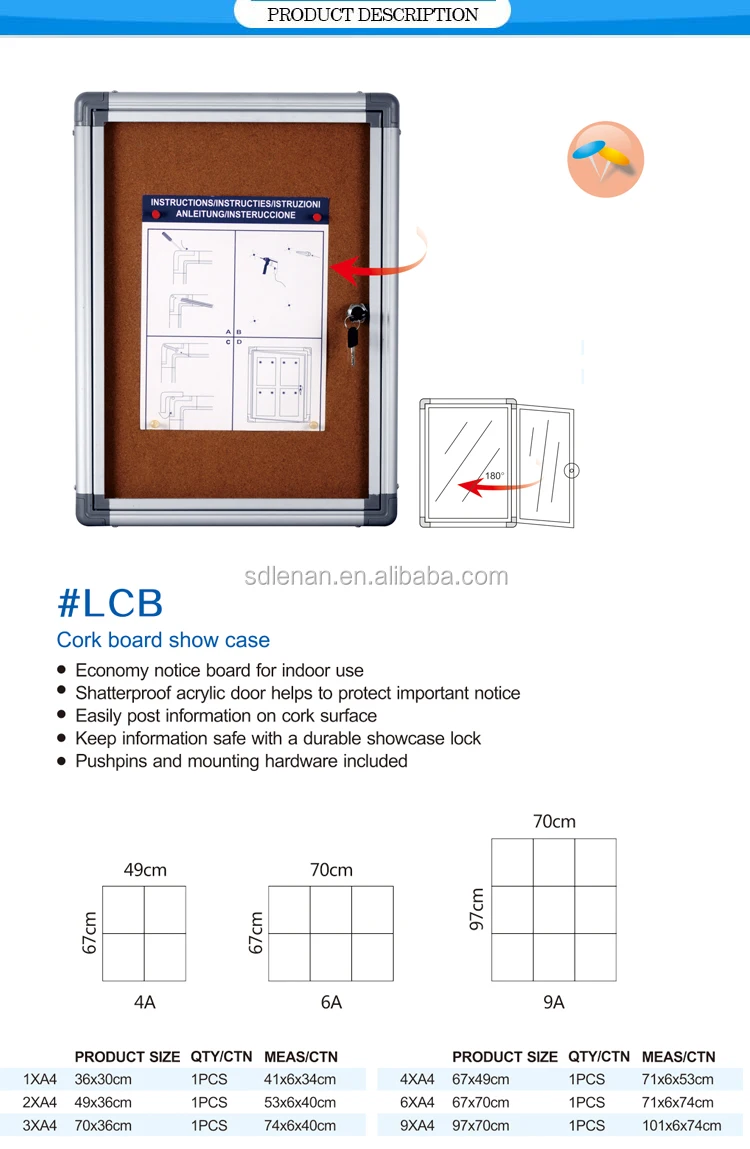 Aluminum Frame With Abs Corners Cork Enclosed Wall Mounted Cabinet 