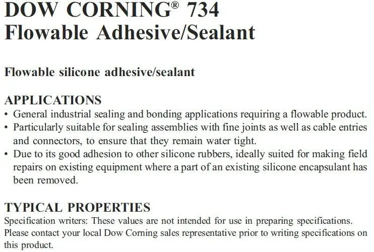 Dow Corning 734 Fluido Tela Adhesiva De Silicona Rtv Selladores - Buy ...