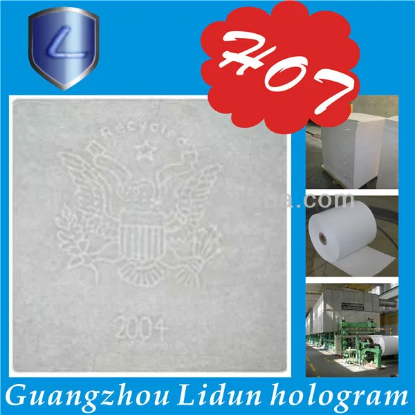 Custom Watermark Paper 100% Cotton Paper with Security Thread & Custom ...