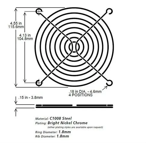 Dc Fan Grill Protector Silver Metal Finger Guard Used For 120mm Fan ...