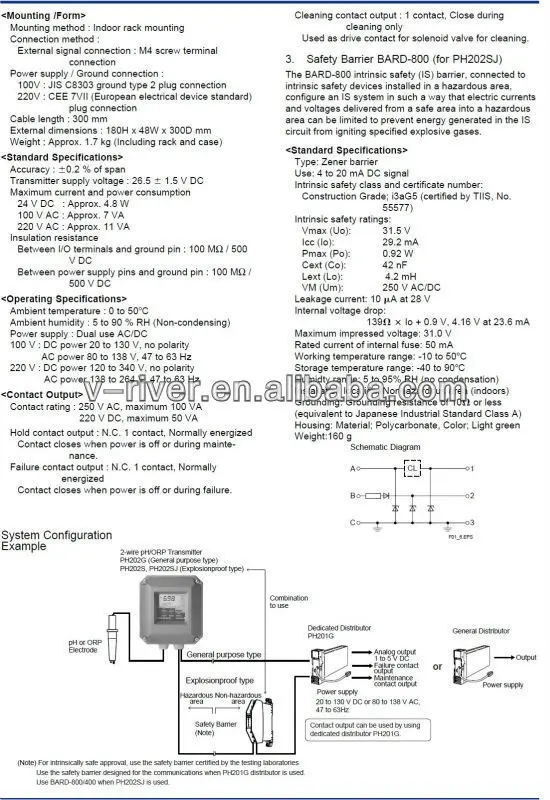 Ph202g,Ph202s,Ph202sj $number Hilos Ph / Orp ( Redox ) Transmisor ...