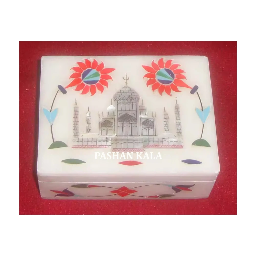 Taj Mahal Design White Marble Jewelry Boxes - Stylish & Durable