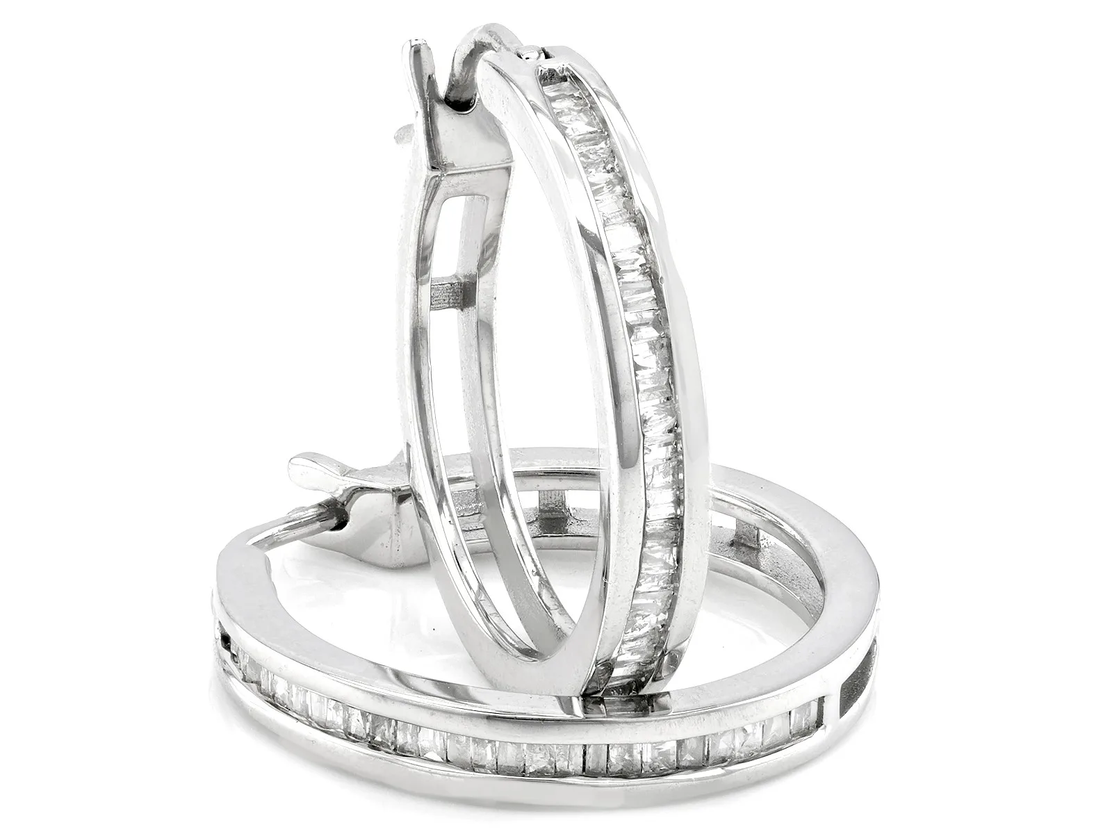 Glowing Loops: Sparkling White Diamond Hoop Earrings Radiant Rhodium ...