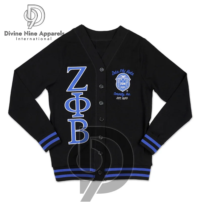 Zeta Phi Beta Acrylic Cardigan Sorority Women Custom Made Greek Finer ...