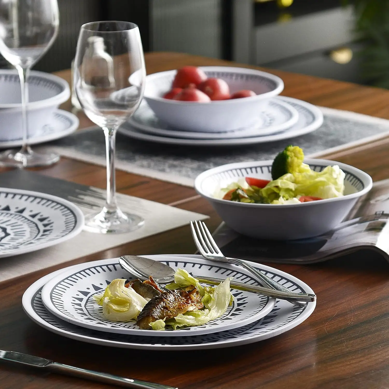 11inch Wood Grain Pattern Melamine Dinnerware Sets Home Outdoor Wedding ...