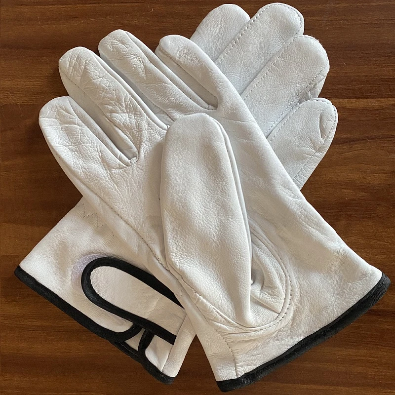 2024 Sheepskin Leather Men's Work Driver Glove White Work Driver Safety ...