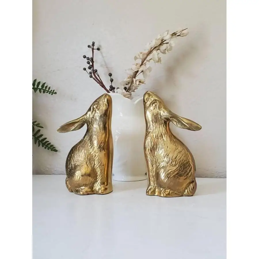 Aluminium Bunnies Rabbit Object Small Large Gold Rabbit Sculpture Set ...