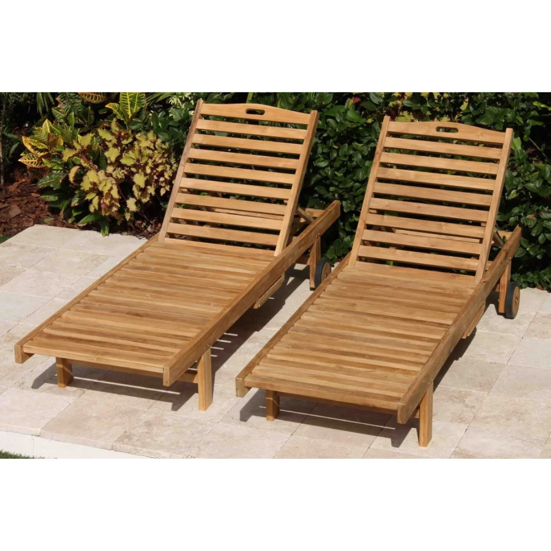 Luxury Solid Teak Wood Sun Lounger Chaise Lazy Beach Swimming Pool ...