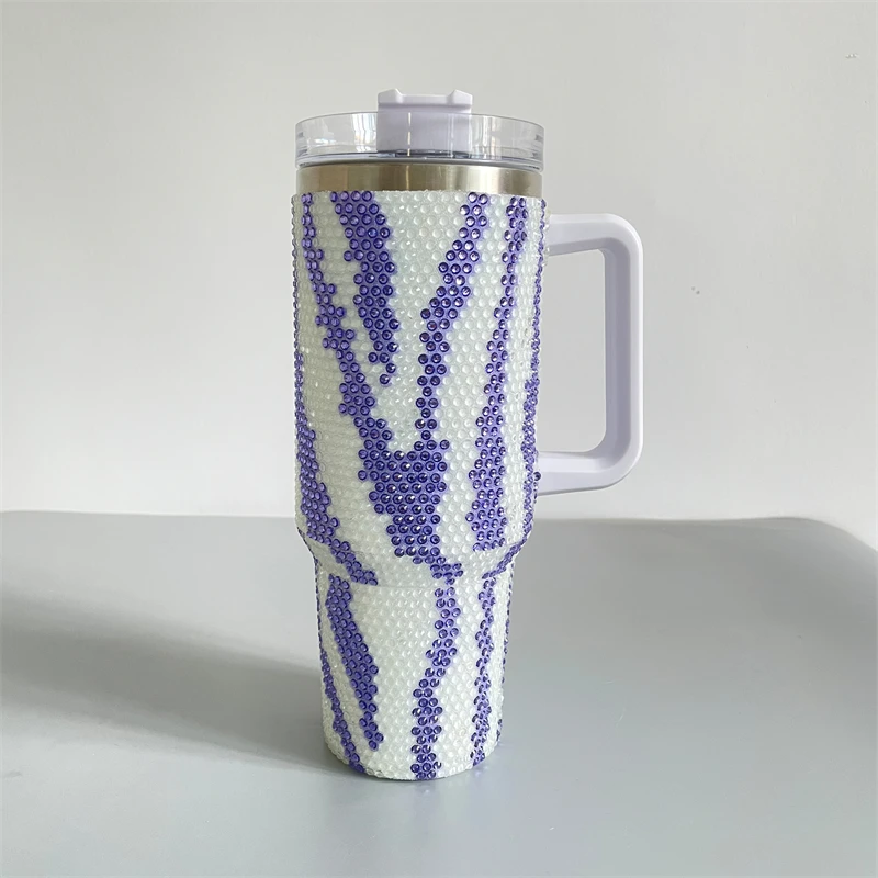 Super Sparkly 40oz Bling Zebra Tumbler With Lid Crystal Tumbler ...