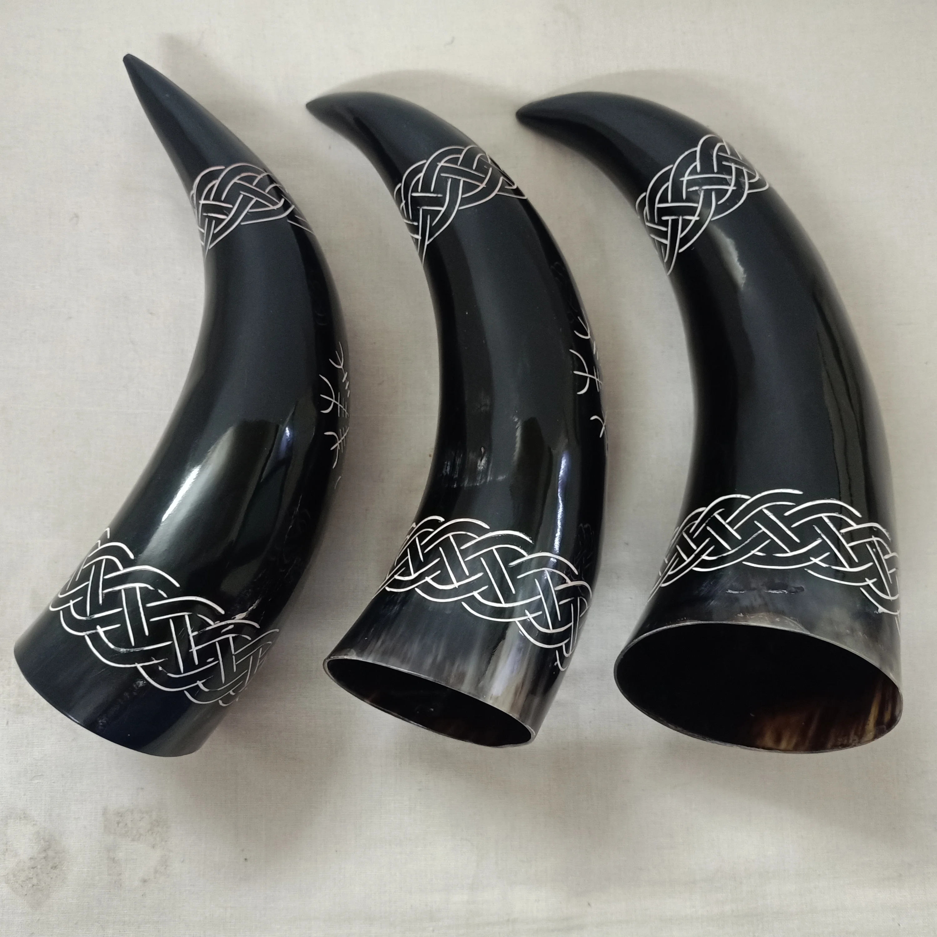 Custom Made Viking Pattern Engraved Drinking Horns