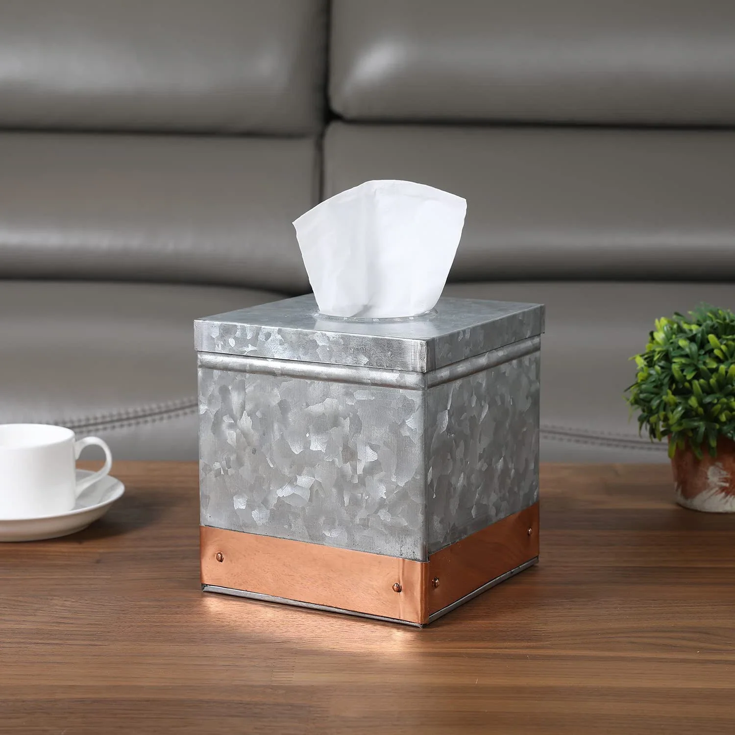 Black And Silver Synthetic Compound Metal Tissue Cover Storage Box ...