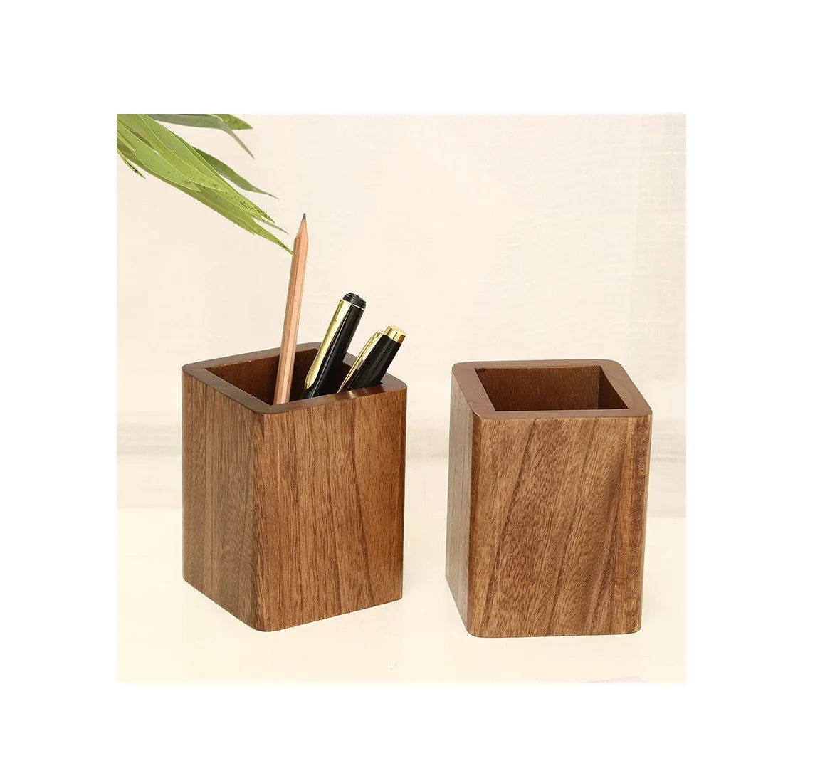 Newly Design Acacia Wooden Pen Pencil Holder Handmade Shiny Polished ...