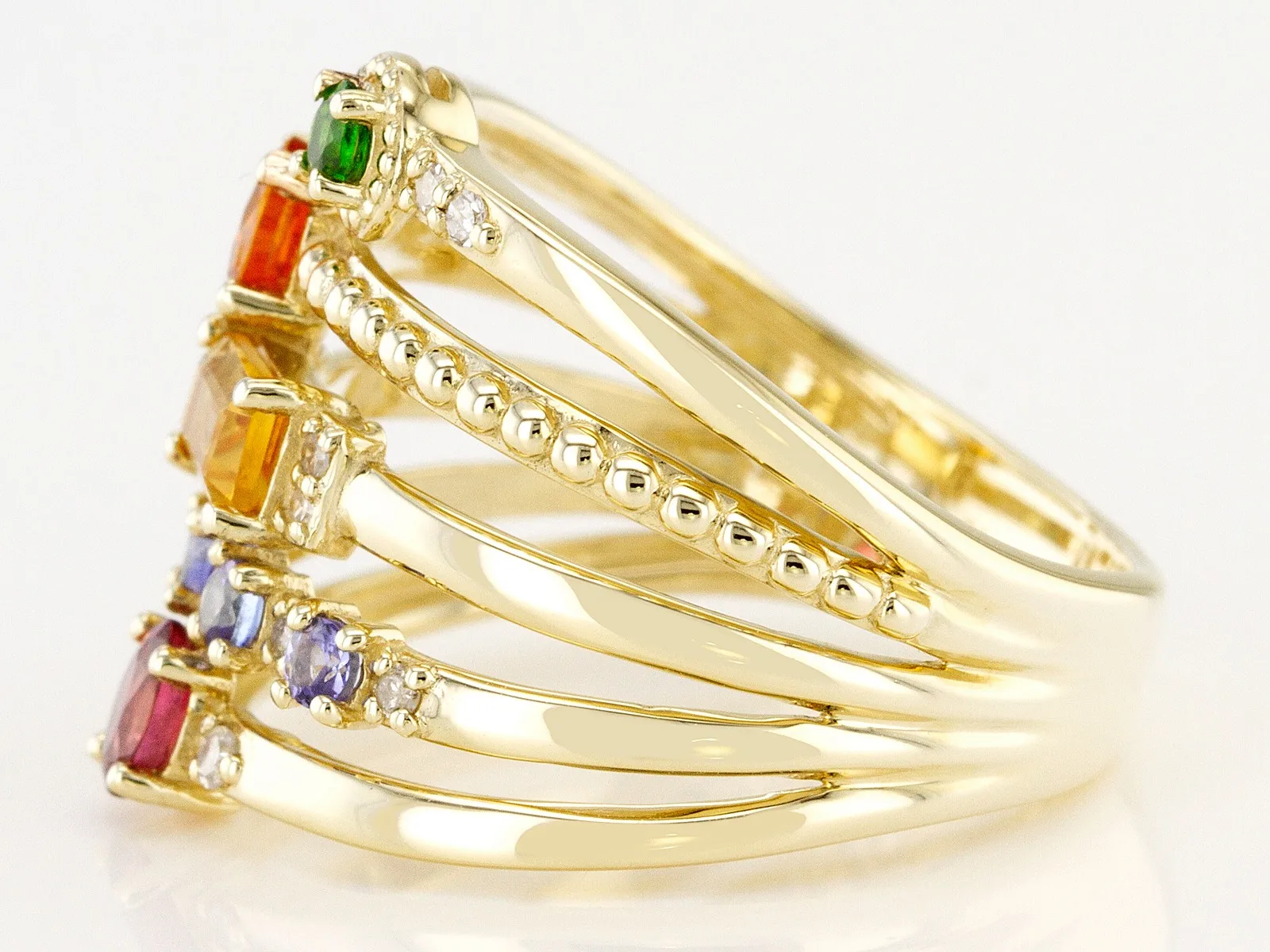 Radiant Allure: Multi-gemstone Ring In 10k Yellow Gold | A Captivating ...