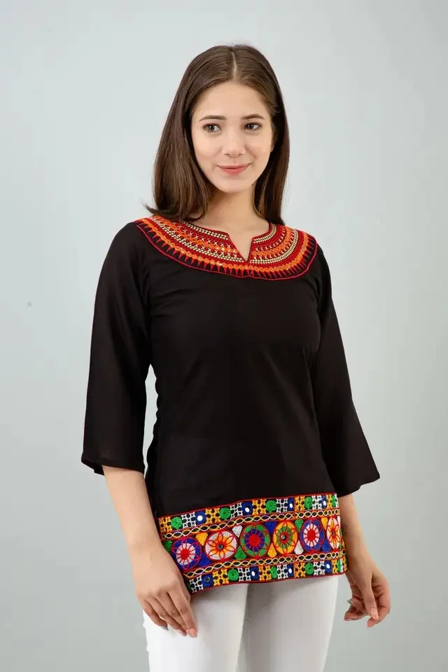 Wholesale Price S-XXL Size Embroidered Short Top for Women Indian Style ...