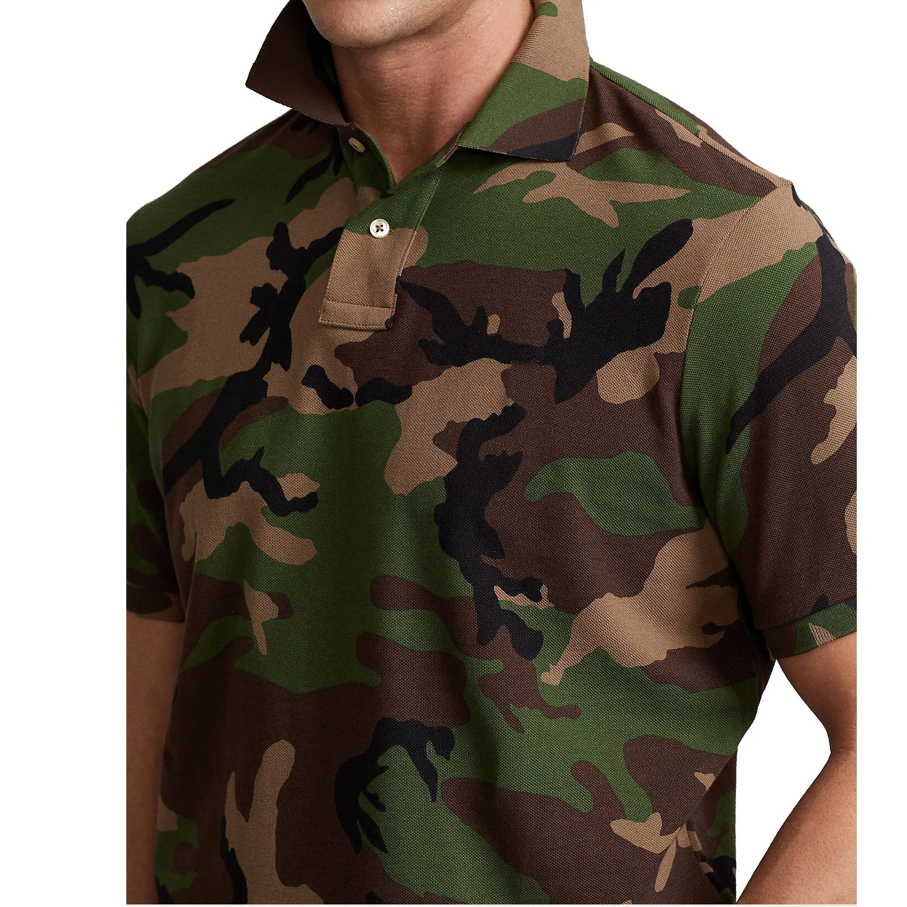Men Stylish Custom Embroidered Green Camo Style Cotton Polo Shirts With ...