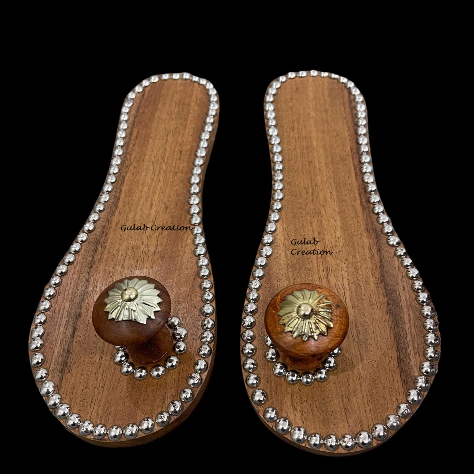 Hand Crafted Wood Slipper - Traditional Indian Khadama