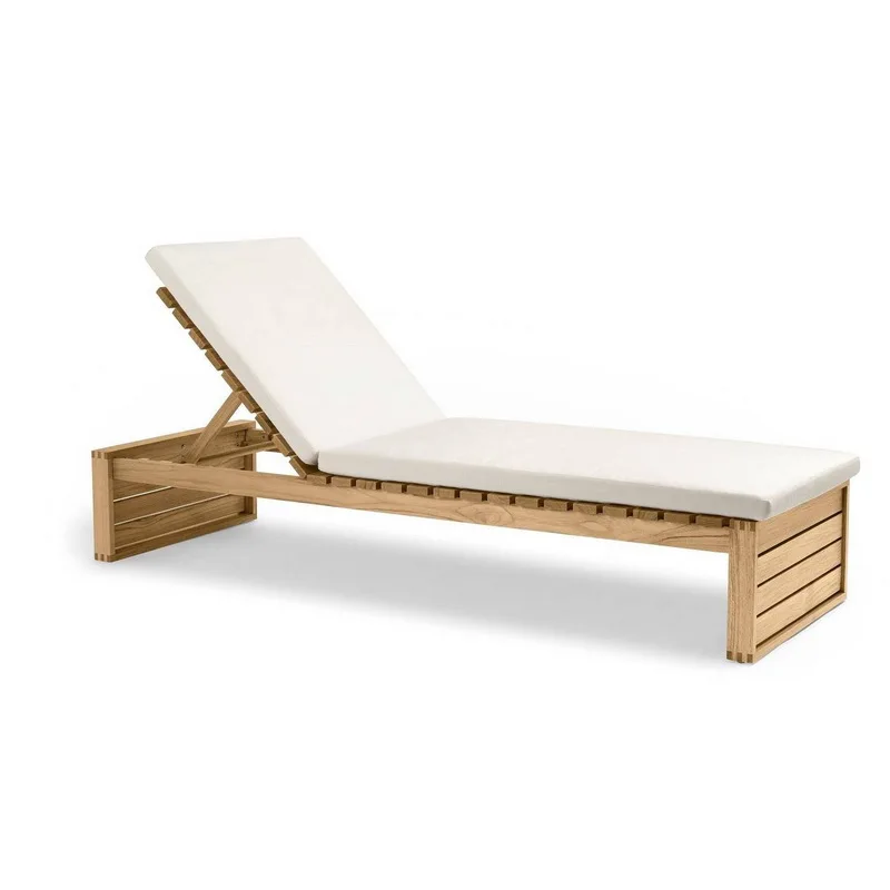 Modern Solid Wood Beach Sun Lounger Garden Teak Pool Chaise Lounge ...