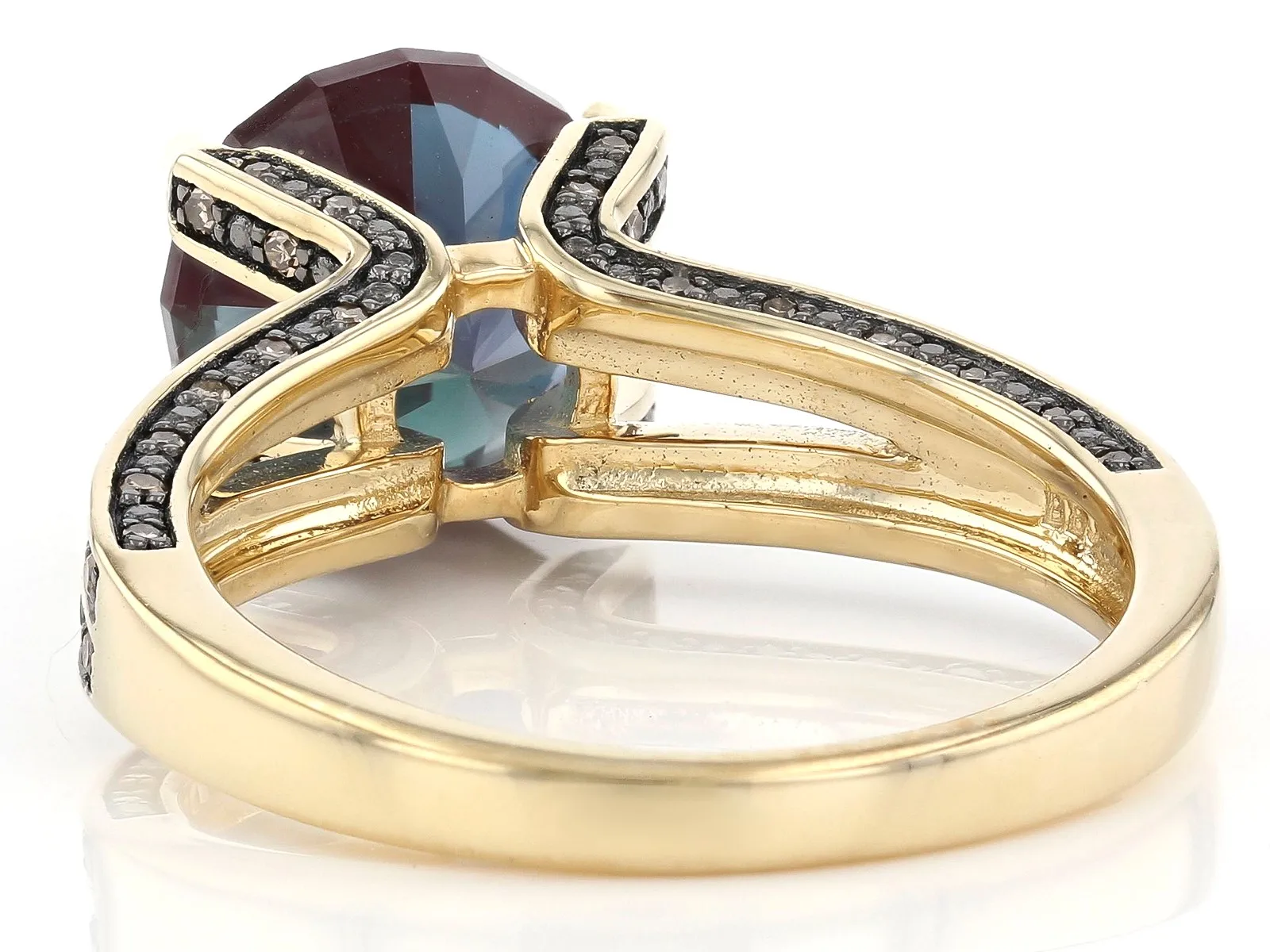 Lustrous Beauty: Blue Lab Created Alexandrite 10k Yellow Gold Ring ...
