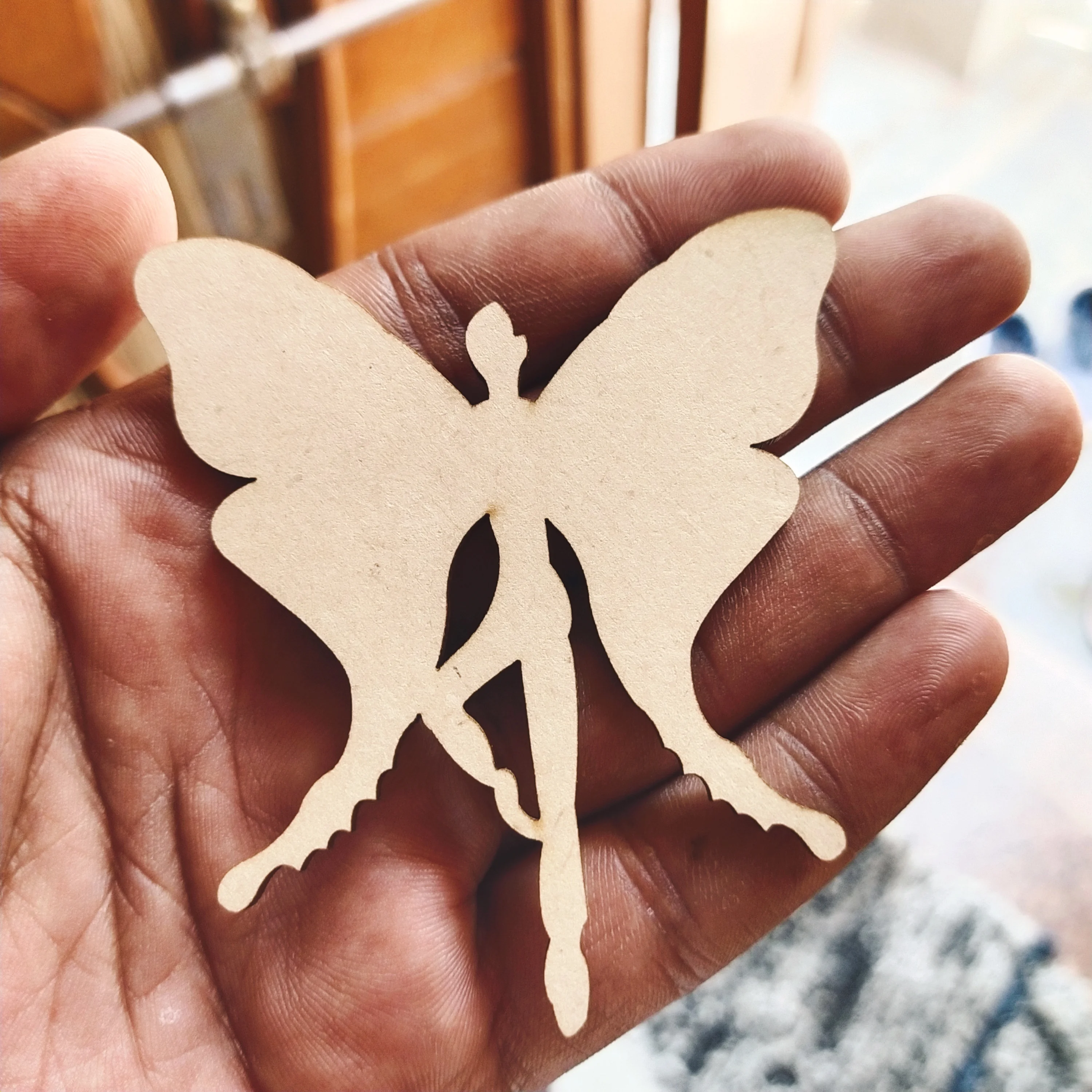 Natural Laser Cut Wooden Butterfly Fairy Shaped Wood Chip Blank Wood ...