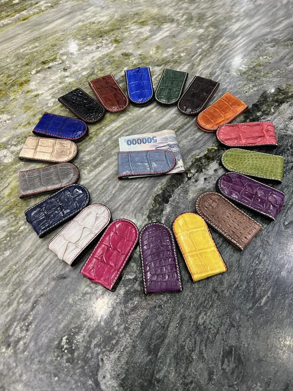 Wholesale Custom Brand Logo Genuine Crocodile Leather Money Clip Made ...