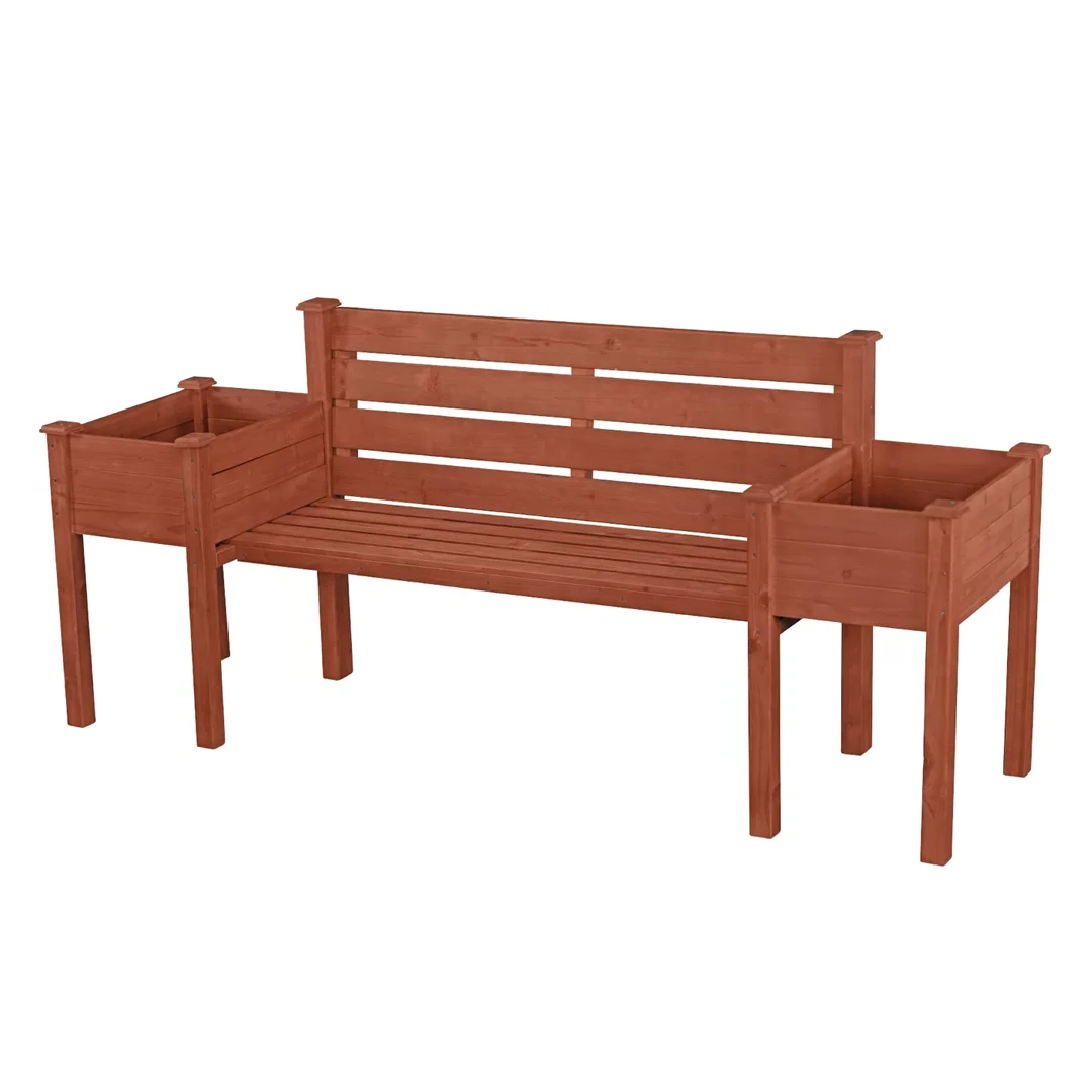 Outdoor Teak Solid Wood Leisure Bench Slatted Design With Slanted ...