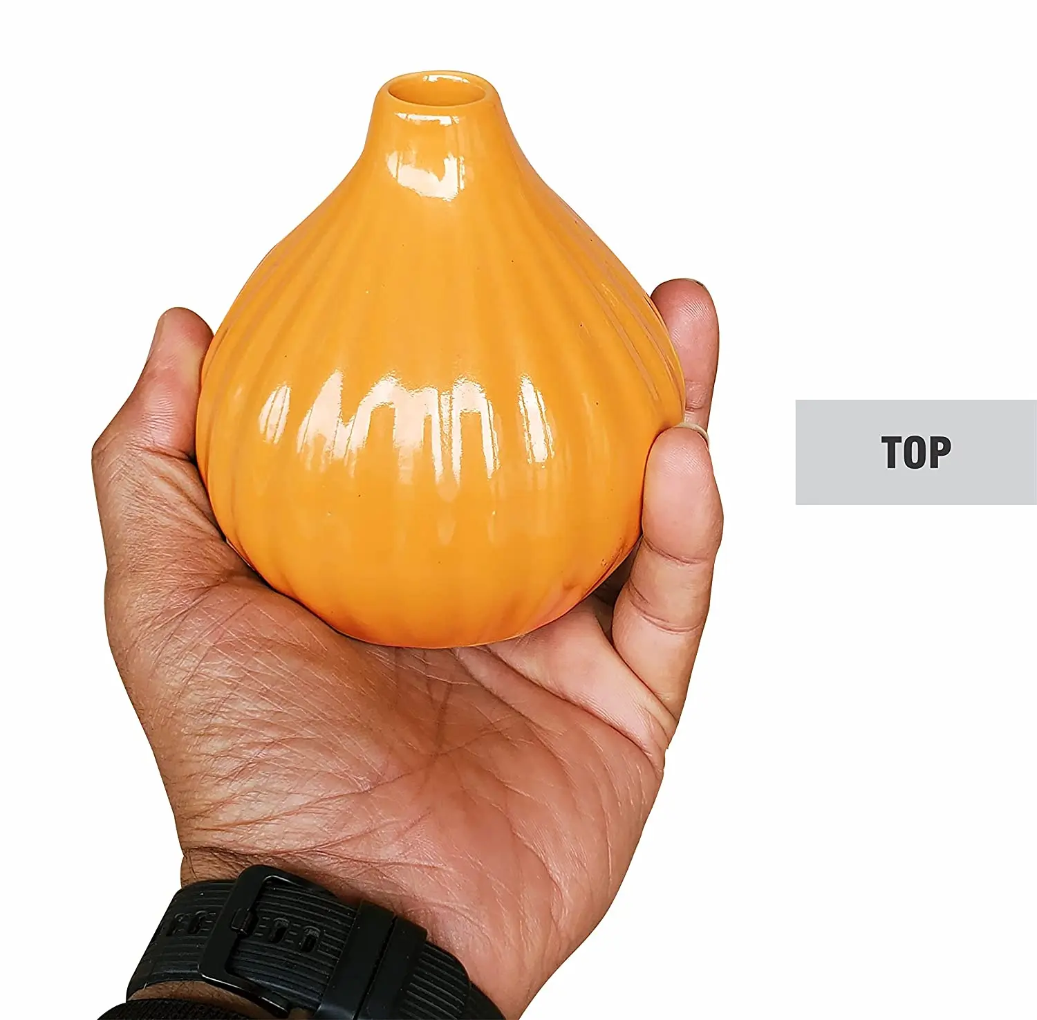 Pure Source India Ceramic Garlic Shape Flower Vase,Reed Diffuser Pot ...