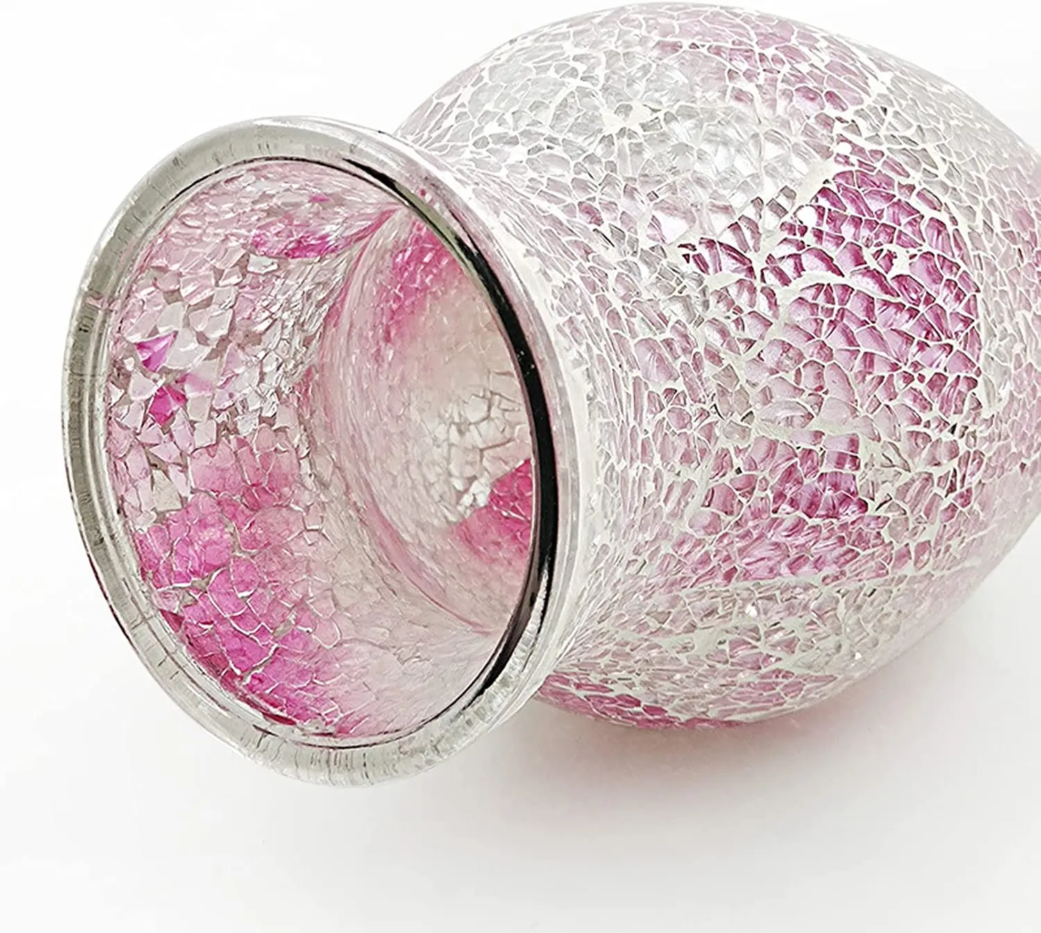 Floral Crackled Glass Mosaic Vase For Home Decor Modern Handmade ...