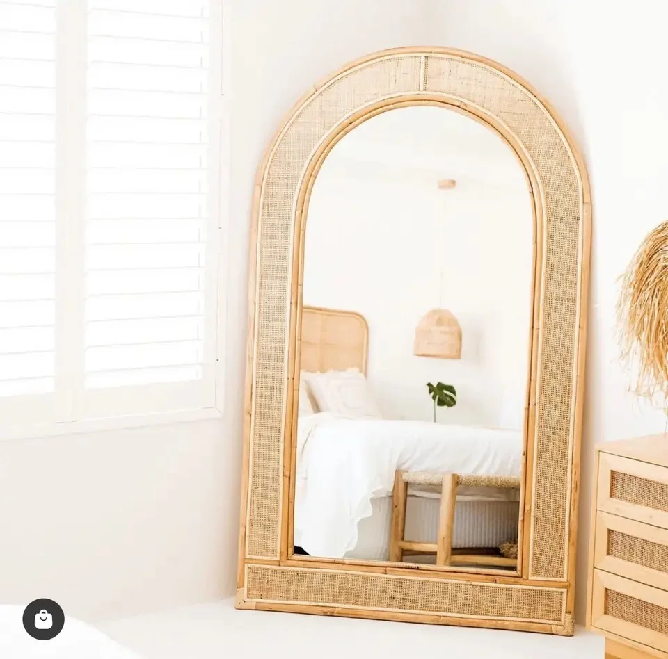 Contemporary Style Mirror Vertical Rattan Decorative Mirror For Every ...