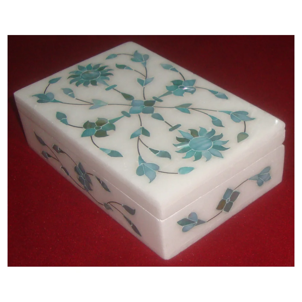Handmade Green Colour Mother Of Pearl Marble Inlay Boxes Chocolate ...