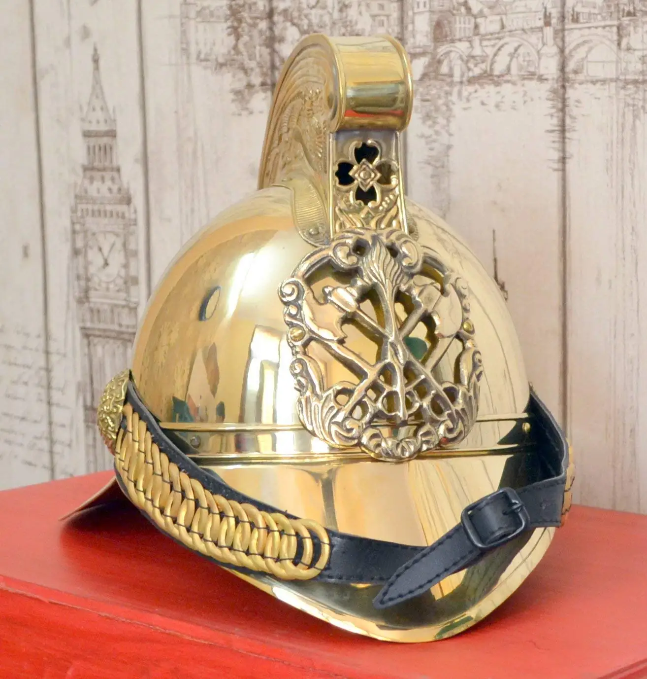Calvin Handicrafts" Antique British Fireman Helmet Brass Antique ...