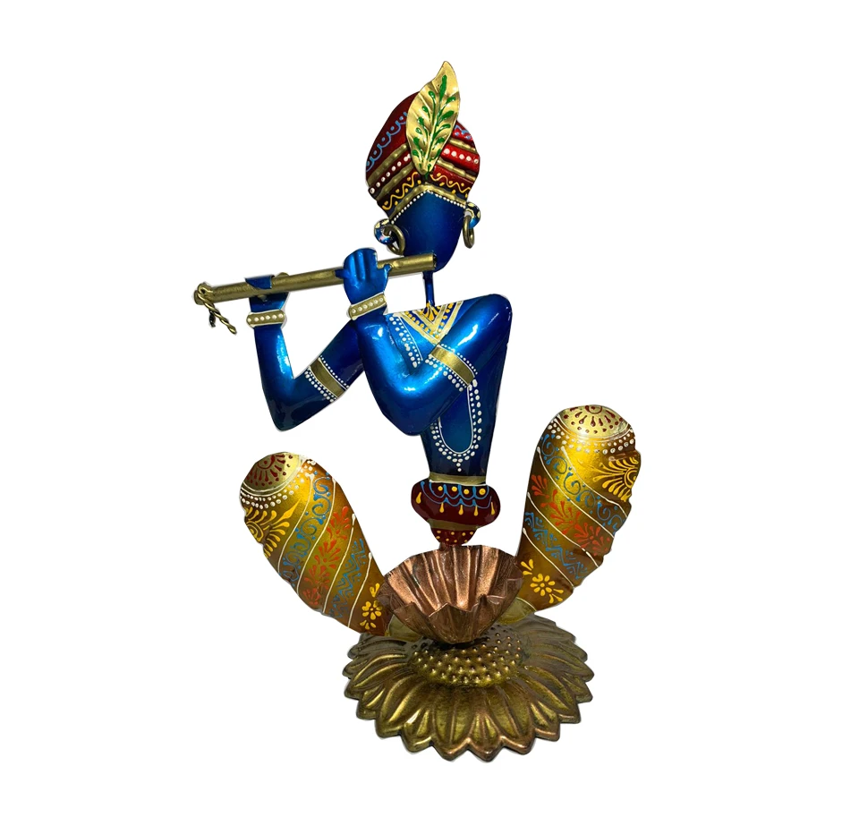 New Design Indian Style Krishna Table Top Metal T-light Candle Stick ...