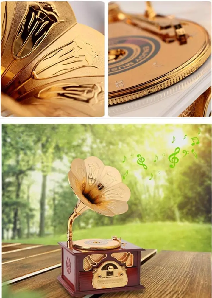 Gramophone Music Box Classical Trumpet Gramophone Cosmetic Box And ...