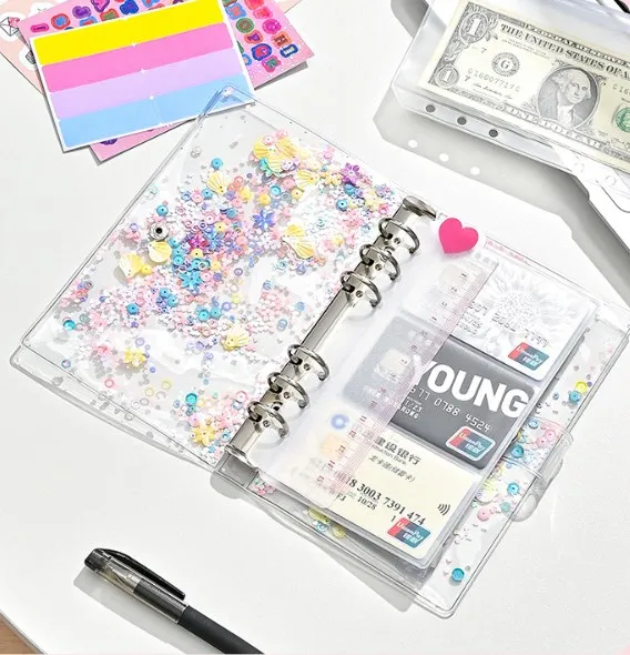 Transparent Ledger A6pvc Binder Note Binder Cash Budget Book Zipper Bag ...
