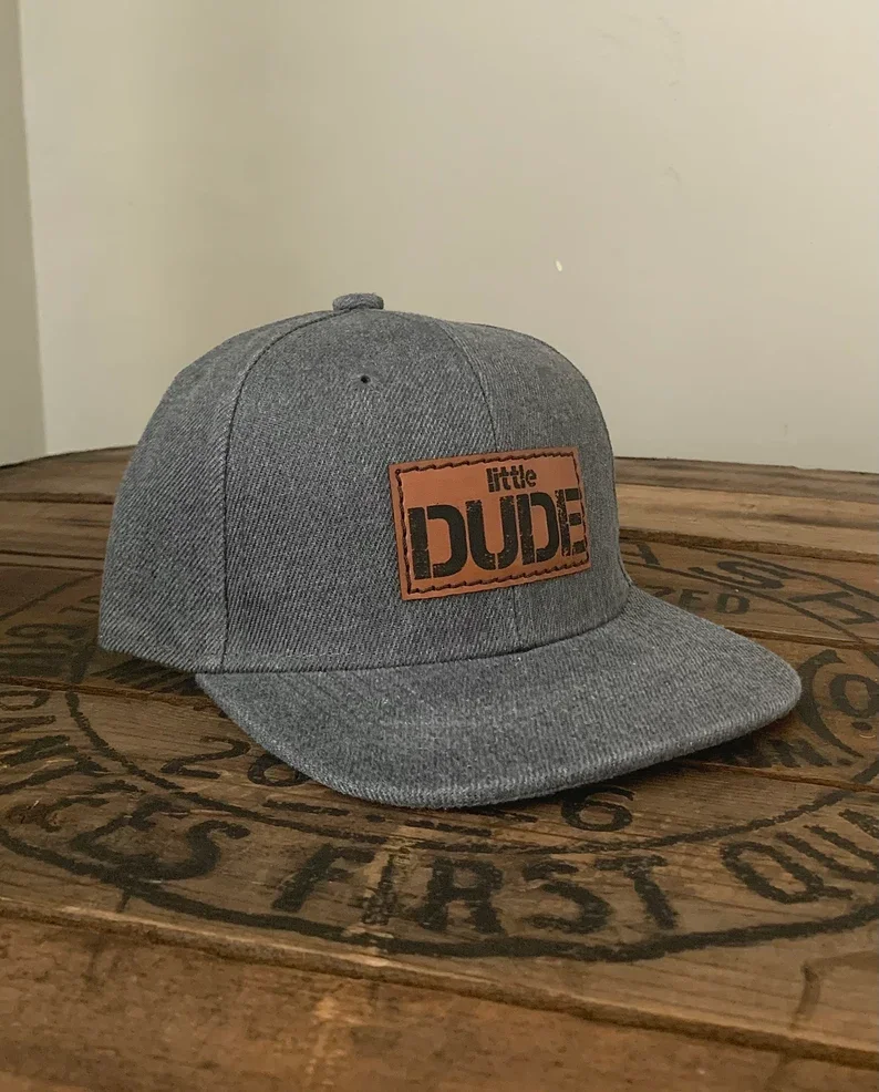 Snapback Cap Custom Leather Patch Flat Brim 6 Panels Adjustable ...