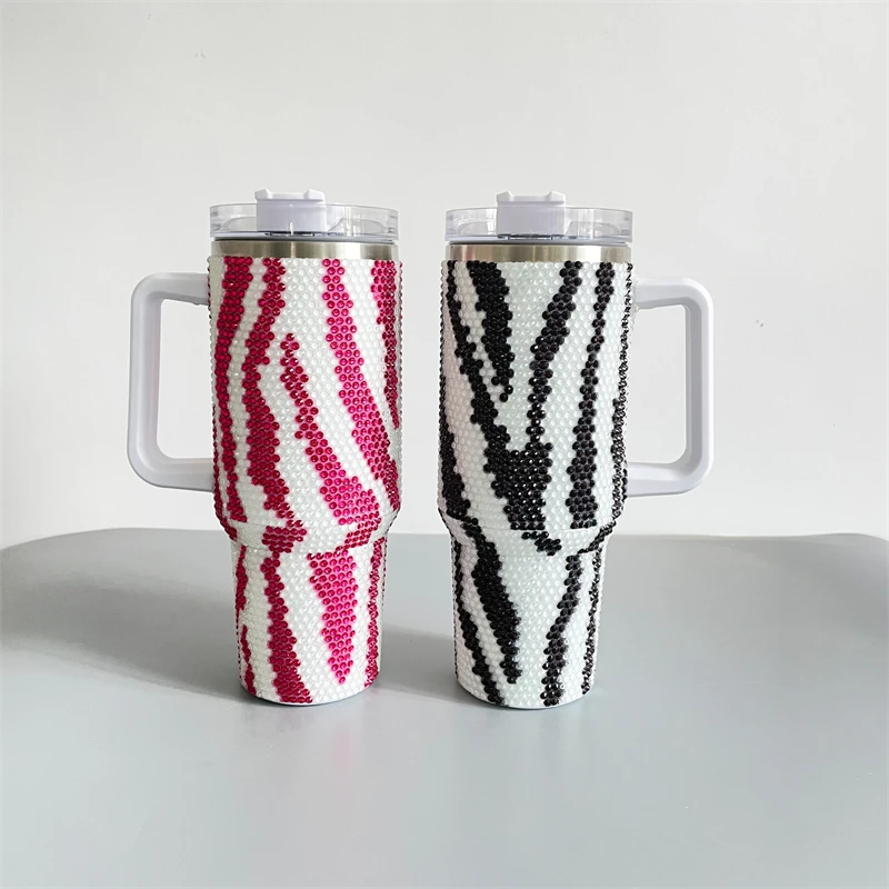 Super Sparkly 40oz Bling Zebra Tumbler With Lid Crystal Tumbler ...