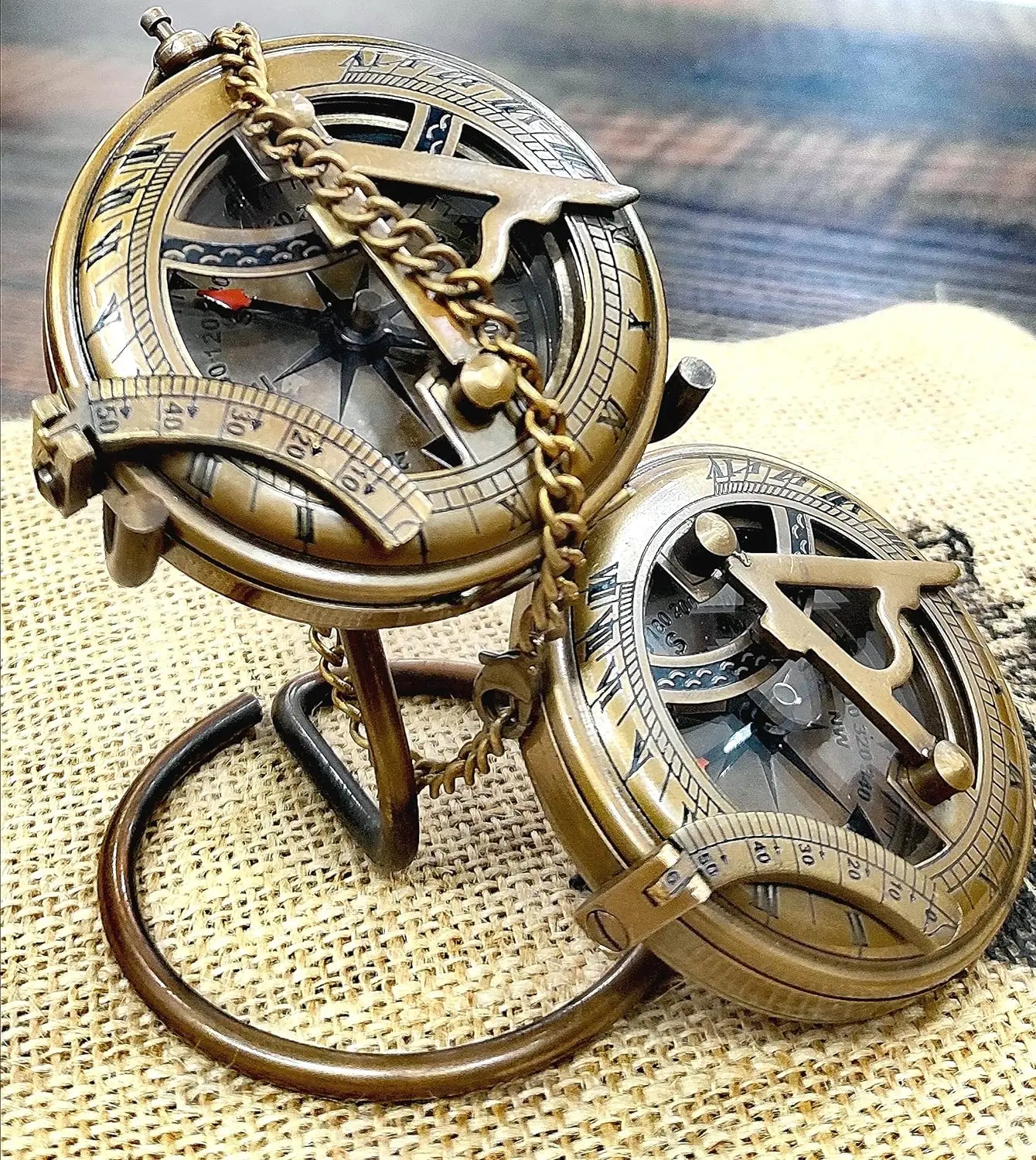 Sundial Compass 3'' with Display Stand or Leather Case-Perfect Desk ...