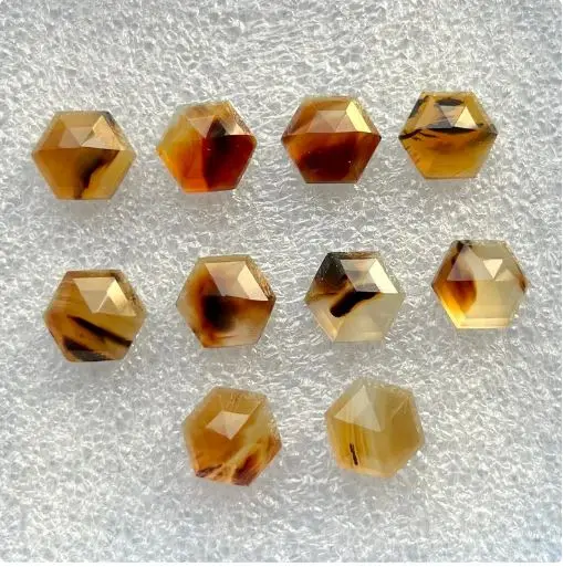 10mm Hexagon Montana Agate Gemstone Flatback Faceted Montana Agate ...