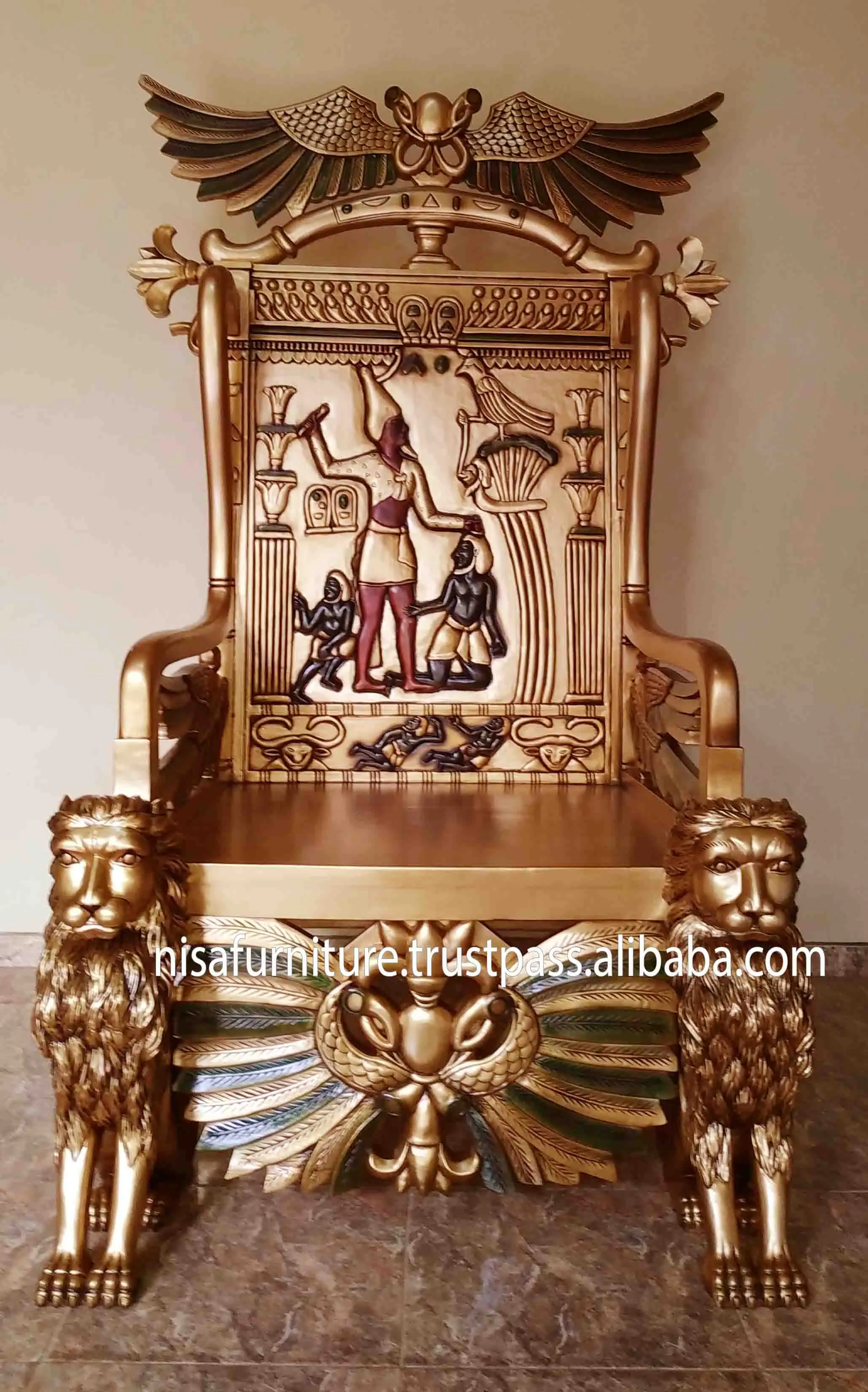 Pharaoh Egyptian Revival Lion Head Kingdom Thrones