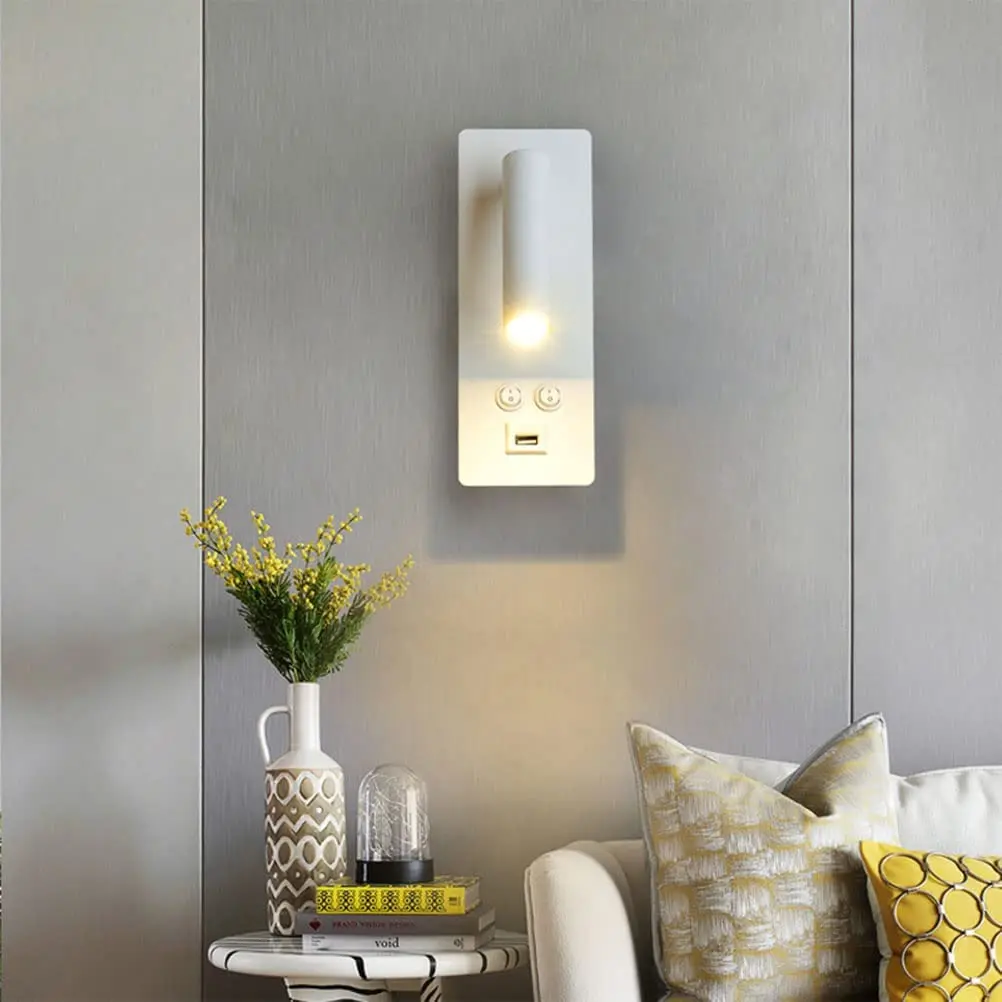 Free Rotating Light Angle Hotel Bedside Lamp Wall Light with USB ...