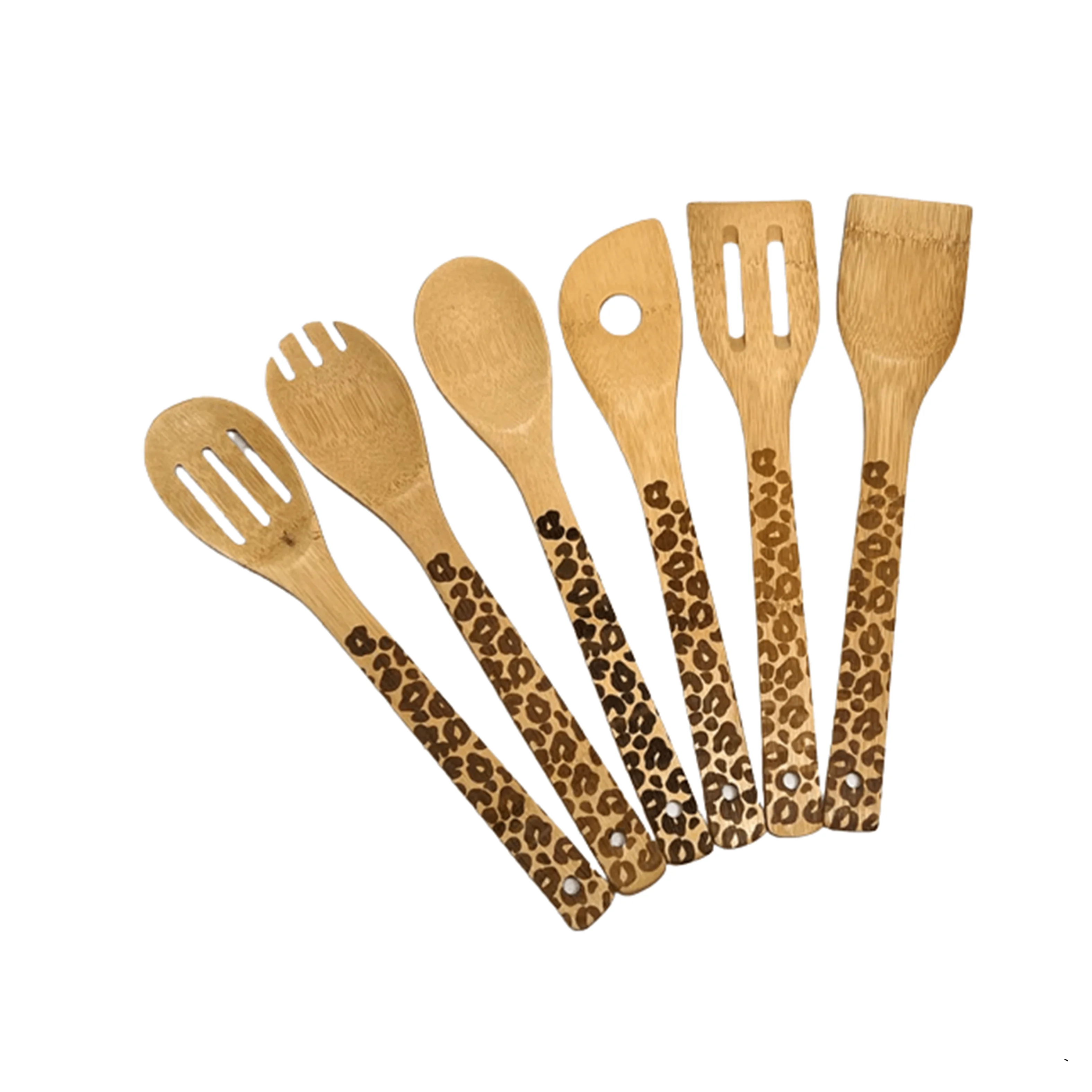 Leopard Print Cooking Utensils - Premium Wood Set