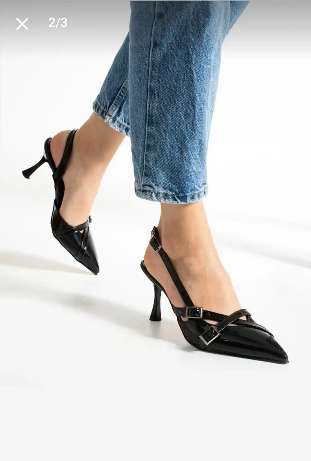 Double-Strap Buckle Detailed SHOES Patent Leather Women's High Heel ...