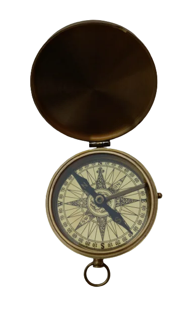Handmade Brass Magnetic Flat Pocket Compass Navigational Brass Pocket ...