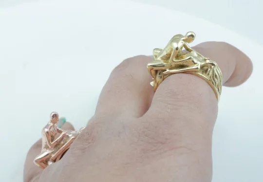 Trendy Top Grade Nude Couple Missionary Position Ring Handmade Love