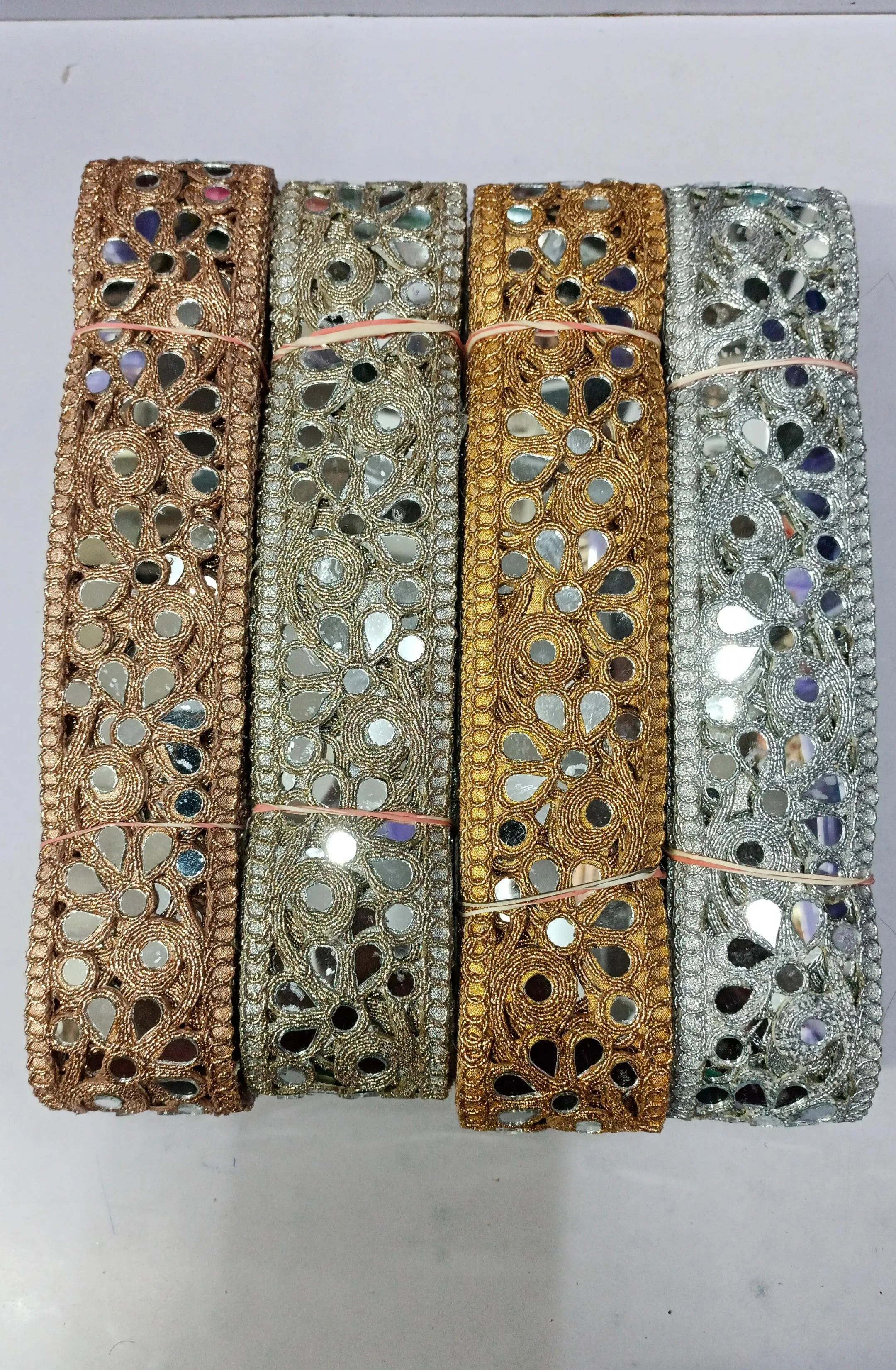 Custom Made High End Ribbons Laces Mirror Work Machine Embroidered in ...