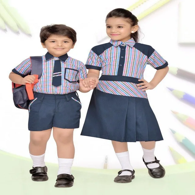 Wholesale Custom Made Blue School Uniforms Set for Boys and Girls