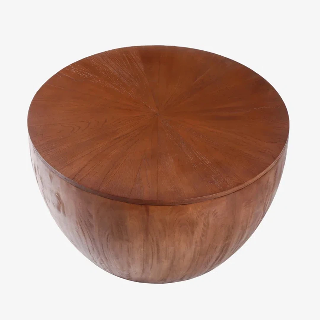 Teak Solid Wood Coffee Table Rounded Shape With Convertible Feature For ...