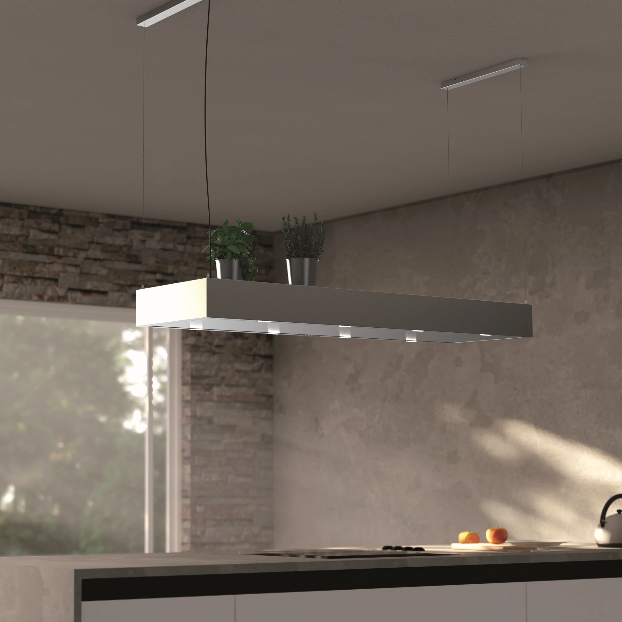 High Quality Made in Italy Island Range Hood with LED Lights